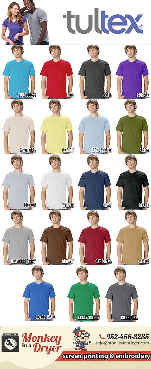 Tultex Swatch Color Chart | Custom T-Shirts from Monkey In A Dryer, A ...